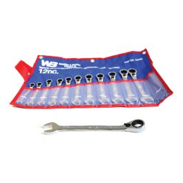 12pc Metric Wave Open Ended and Ring Ratcheting Spanner Set - 383500
